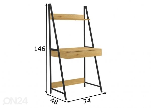 Työpöytä hyllyllä 74 cm RU-466540 - ON24 Home & Living